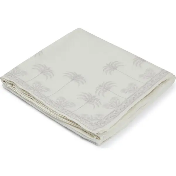 MAJKA La Fortuna Palms Tablecloths - Oyster & Stone - 62" X 120"
